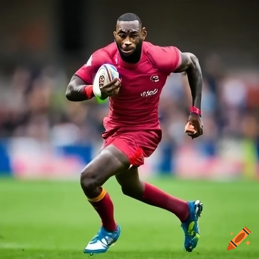 Athletic lebron james participating in rugby sevens on Craiyon