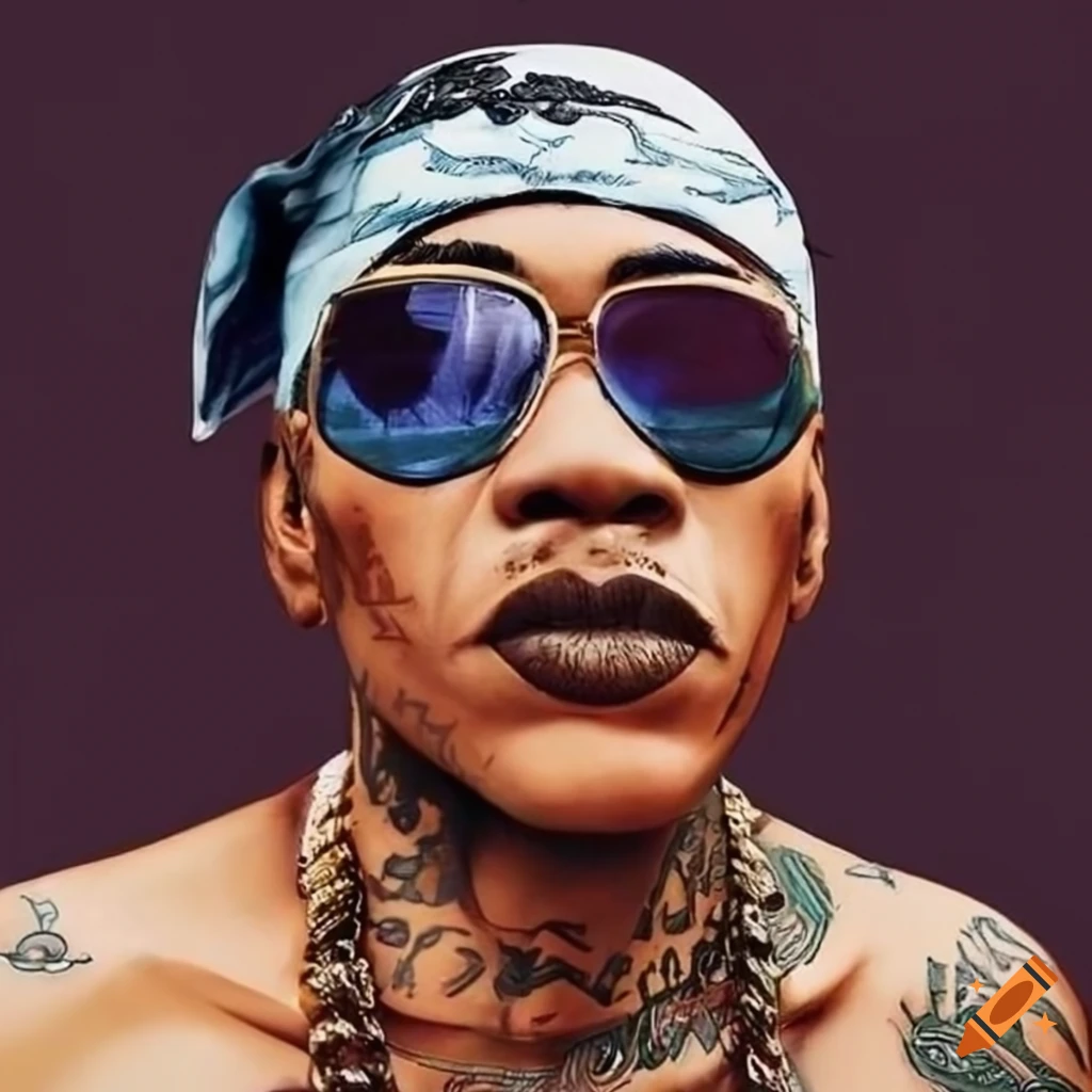 Vybz kartel with a bandana around his head on Craiyon