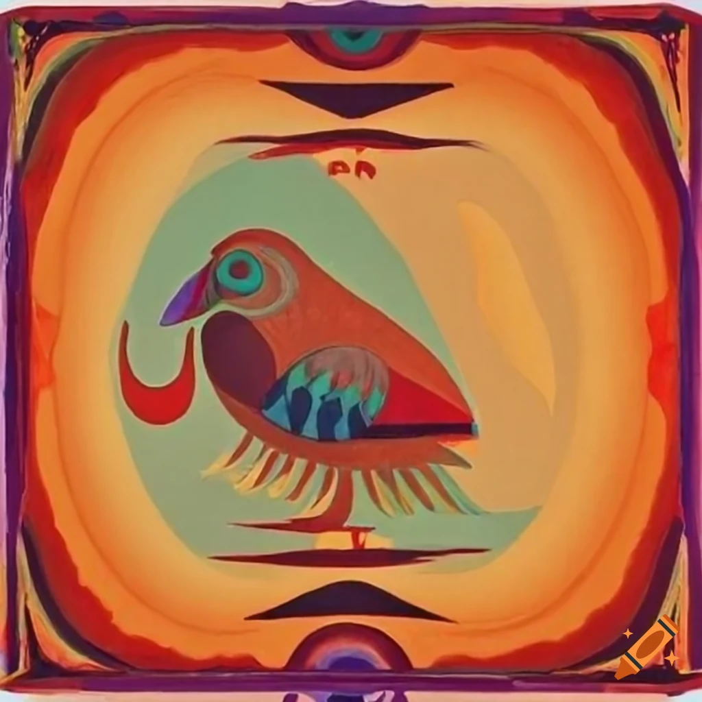 Eden's first draft, chromolithograph of native salish animal motifs and ...
