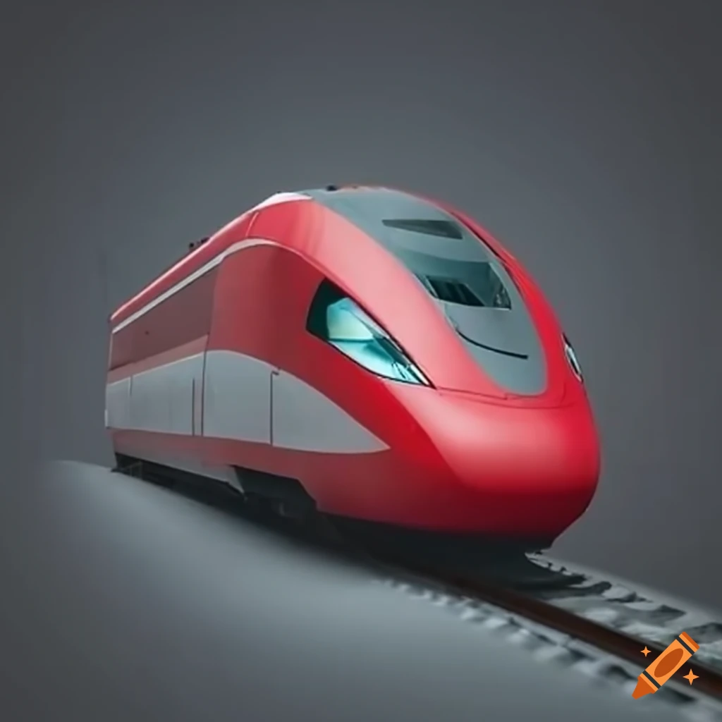 Red high-speed train on Craiyon