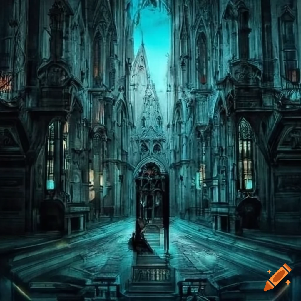 Cyber gothic architecture castle on Craiyon