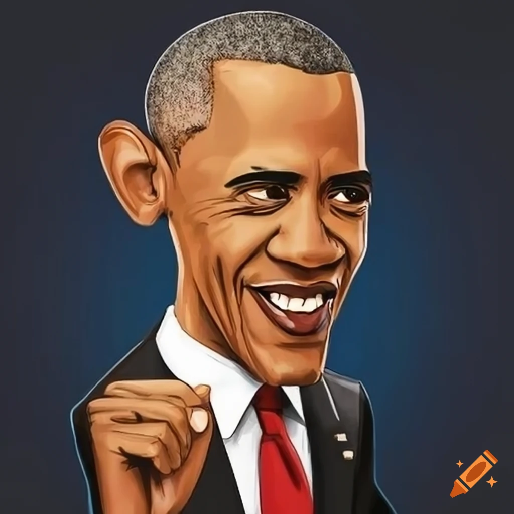 Funny cartoon of barack obama on Craiyon