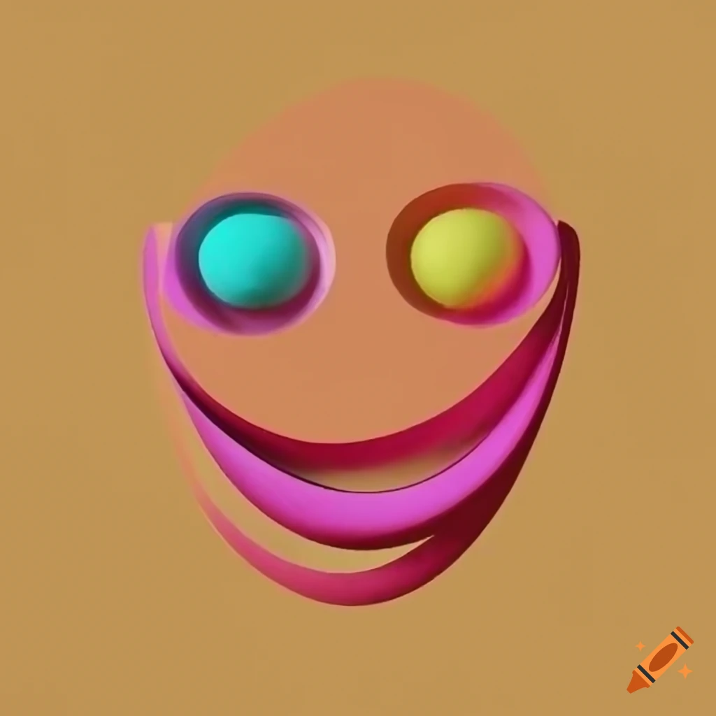 Abstract minimalistic smile in 3D, minimalistic design on Craiyon