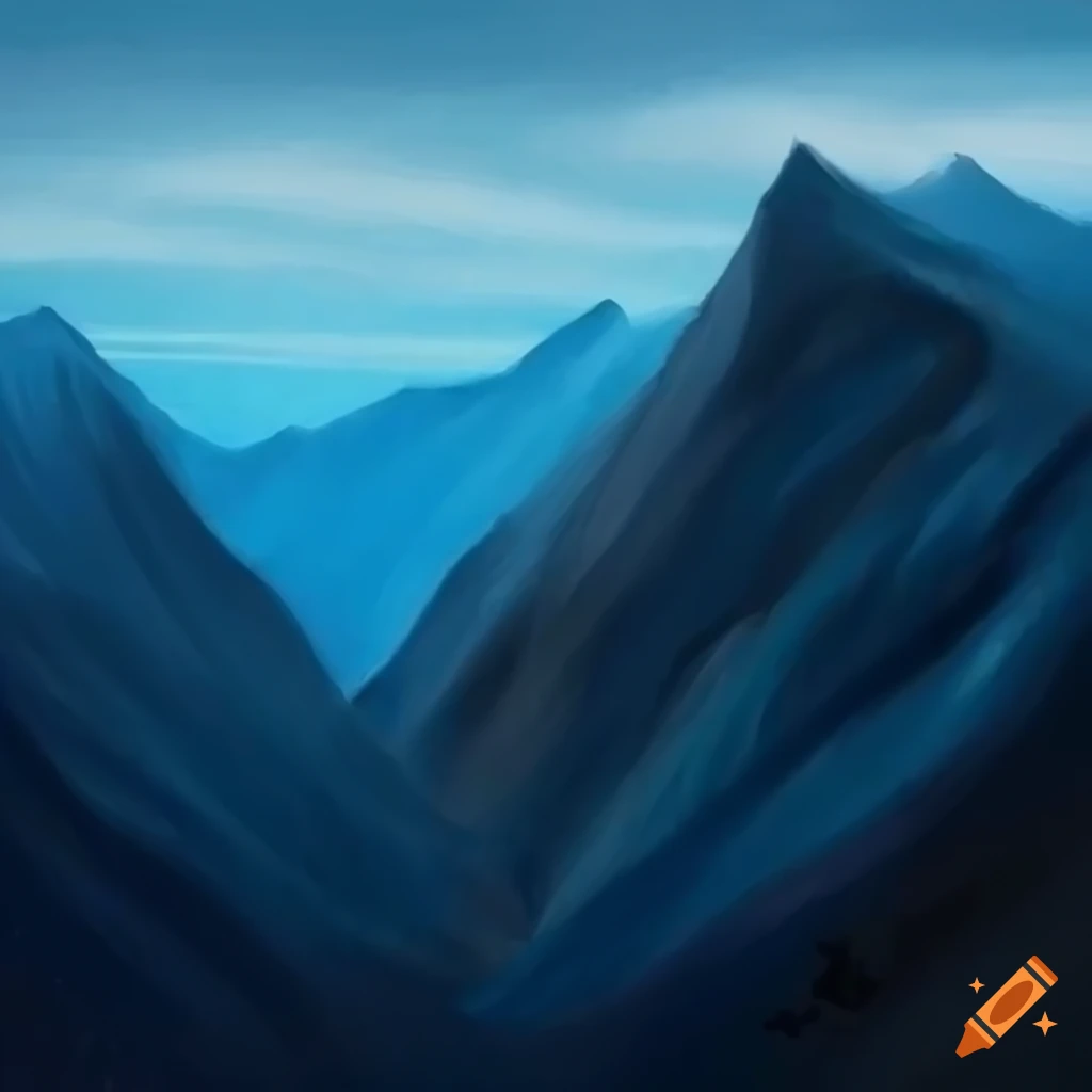 Steep mountains in early spring in a realistic drawing on Craiyon