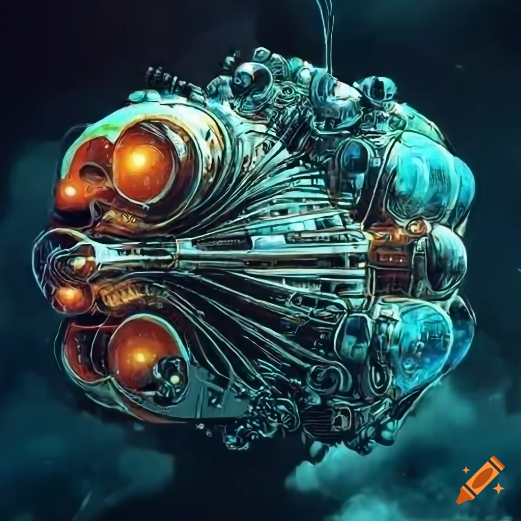 Vintage car retrofitted with a powerful engine in a cyberpunk ...