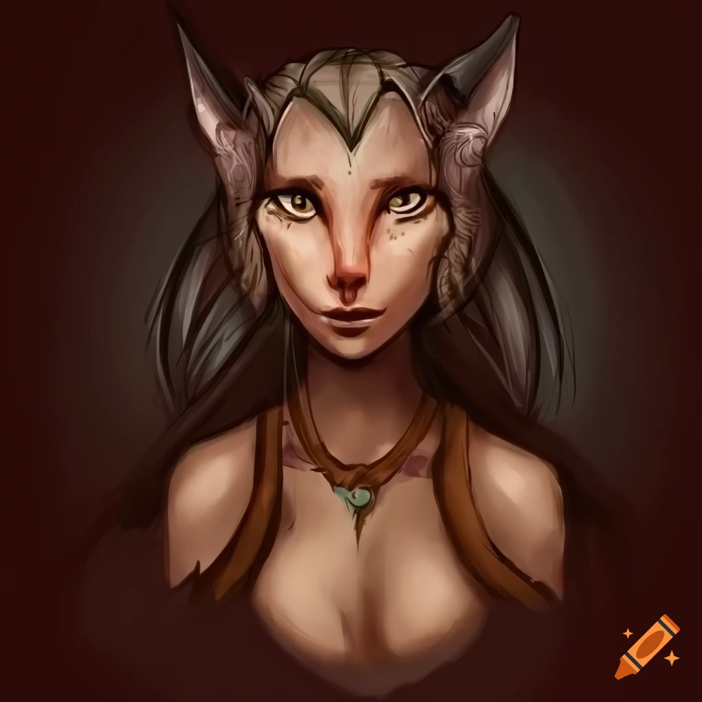 Drawing of a lynx shifter woman from Dungeons & Dragons on Craiyon