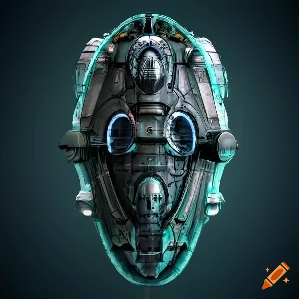 Surrealist aliens inside asymmetrical organic spaceship on Craiyon