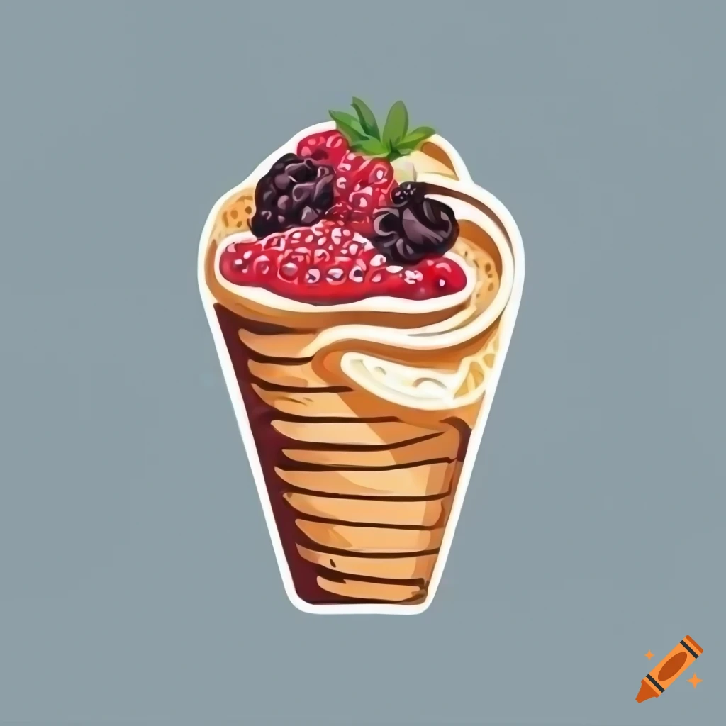 Waffles, crepes, and soft ice cream with berries logo design in minimal ...