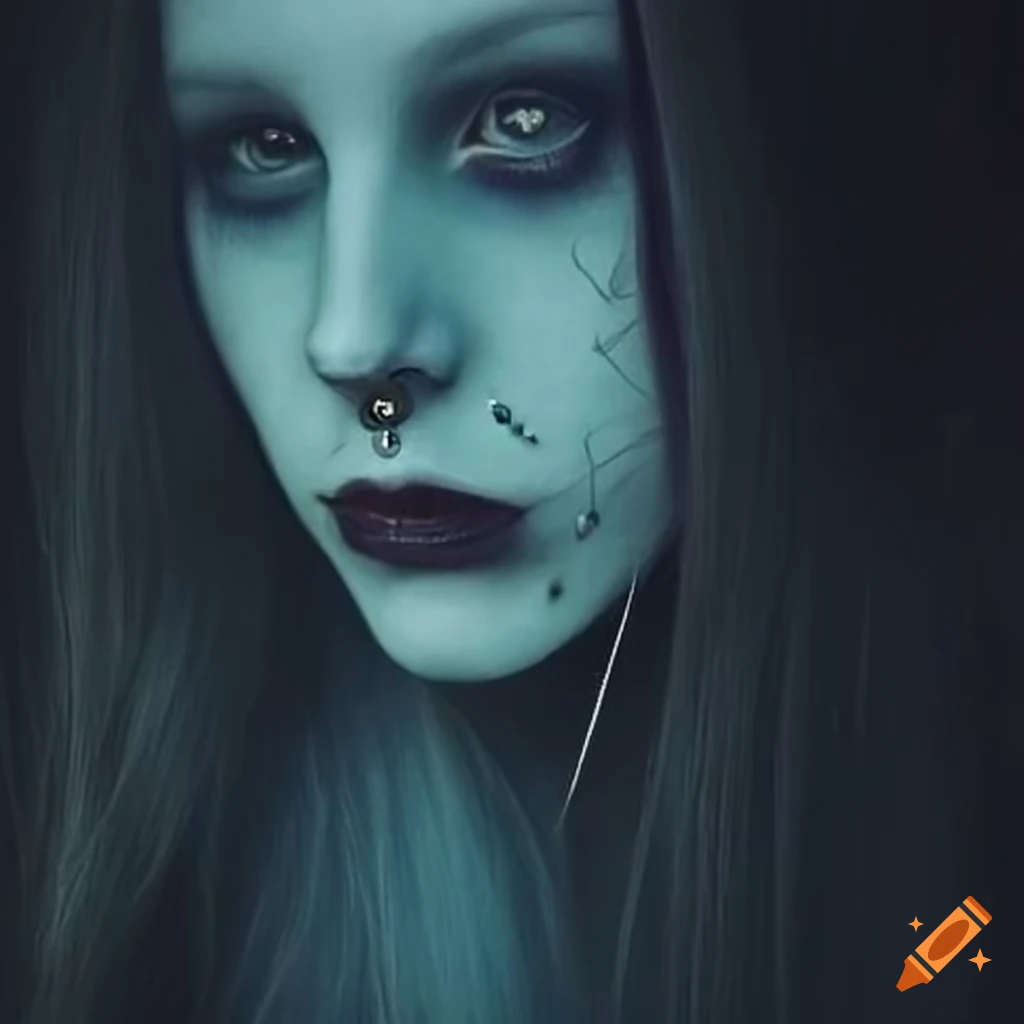 Eerie depiction of a banshee with flowing hair and piercing gaze on Craiyon