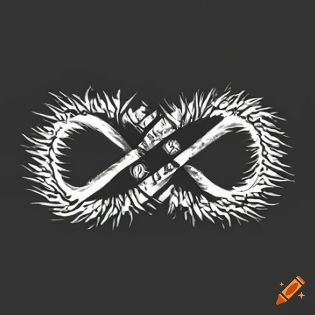 Spiky infinity symbol made of electricity on Craiyon