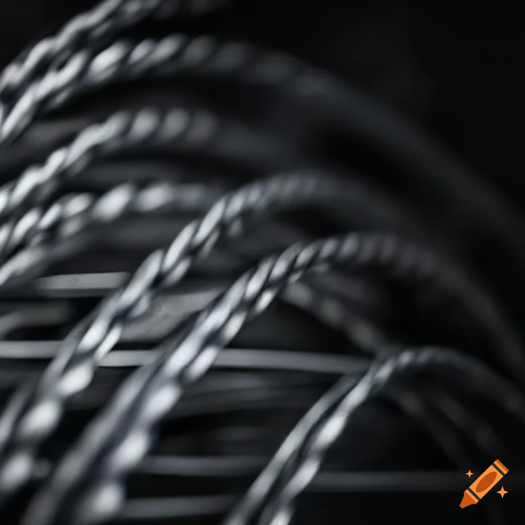 Steel factory producing twisted wire on Craiyon