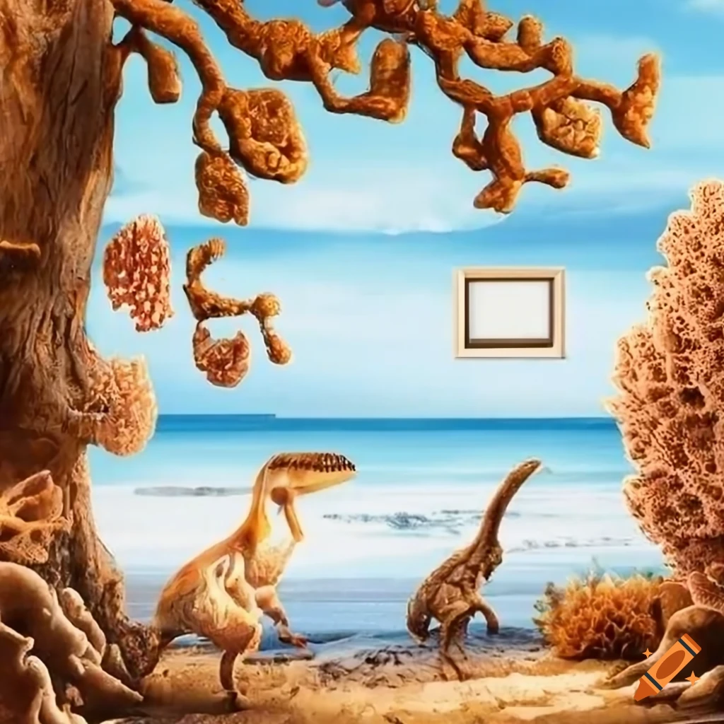 Dinosaur fossil, oyster, tree, coral, sponge, and crab photo frames ...
