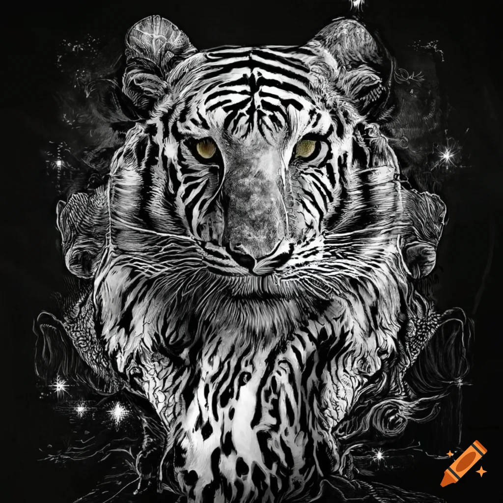 Dragon and tiger meeting in the wilderness illustration, ideal for ...