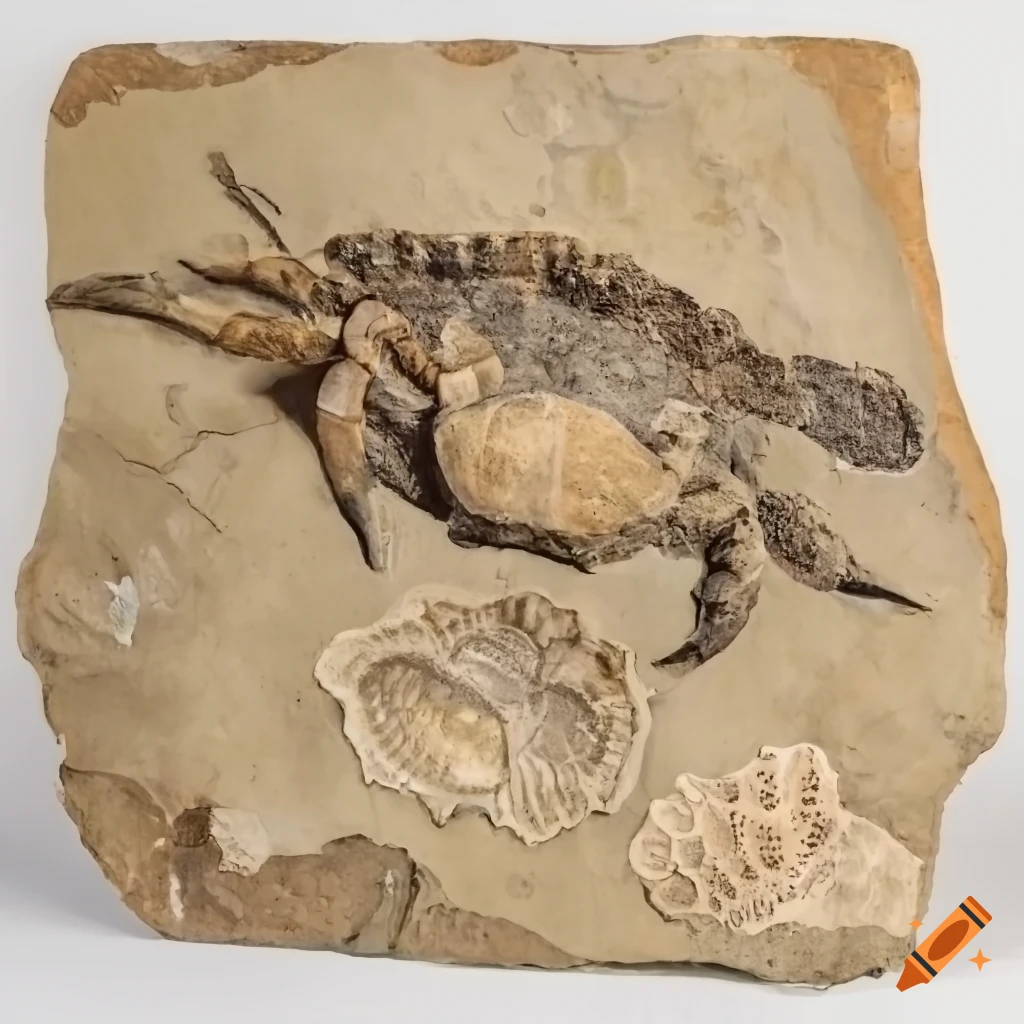 Fossils collage featuring dinosaur, oyster, crab, tree, and coral ...