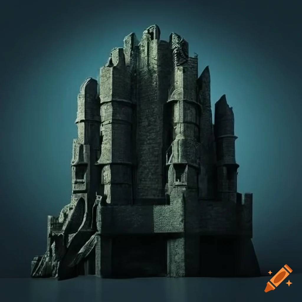 Brutalist castle architecture on Craiyon