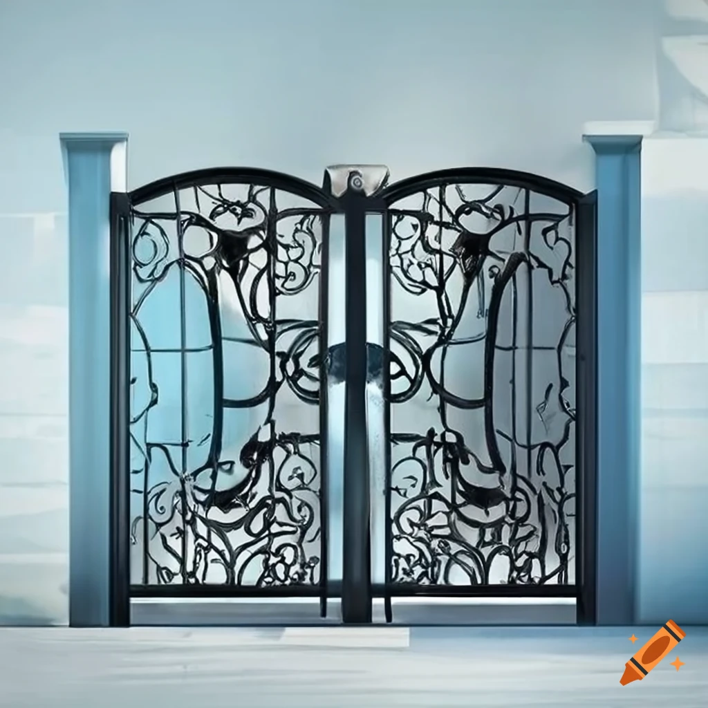 Exclusive designer project of ornate gates in a backyard with wrought ...