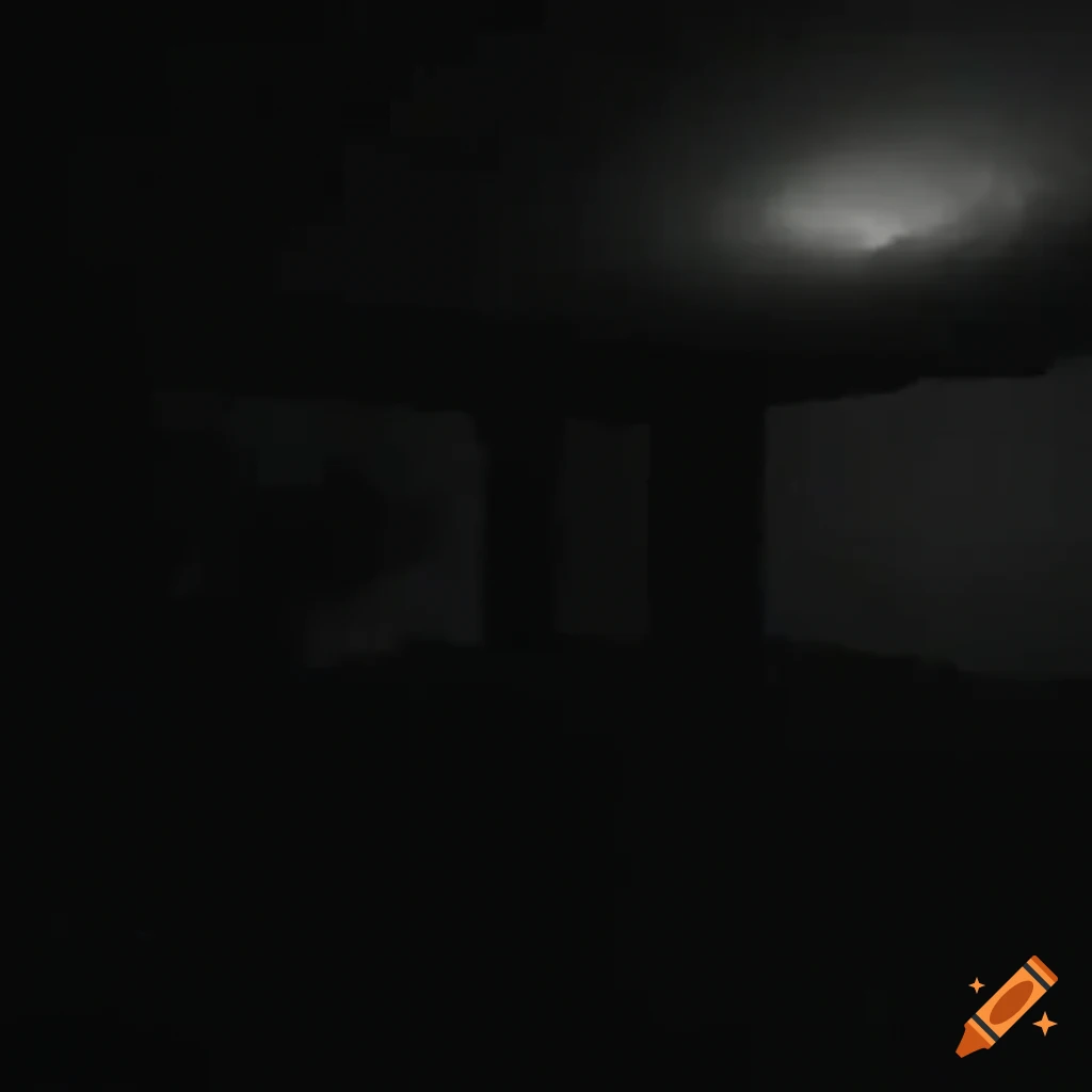 Camcorder footage of a liminal space in an empty grey room with ...