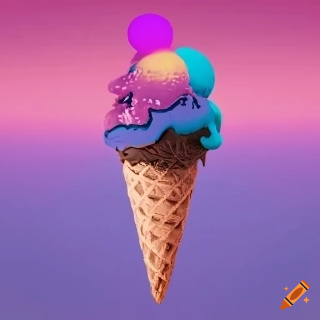 Abstract vaporwave ice cream creatures in an 80s pastel setting on Craiyon