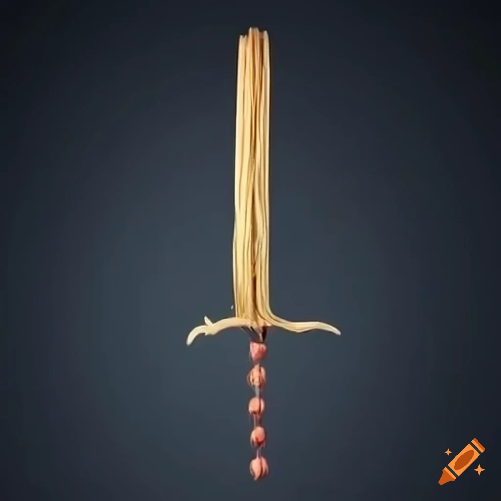 Spaghetti noodle crafted as a sword on Craiyon