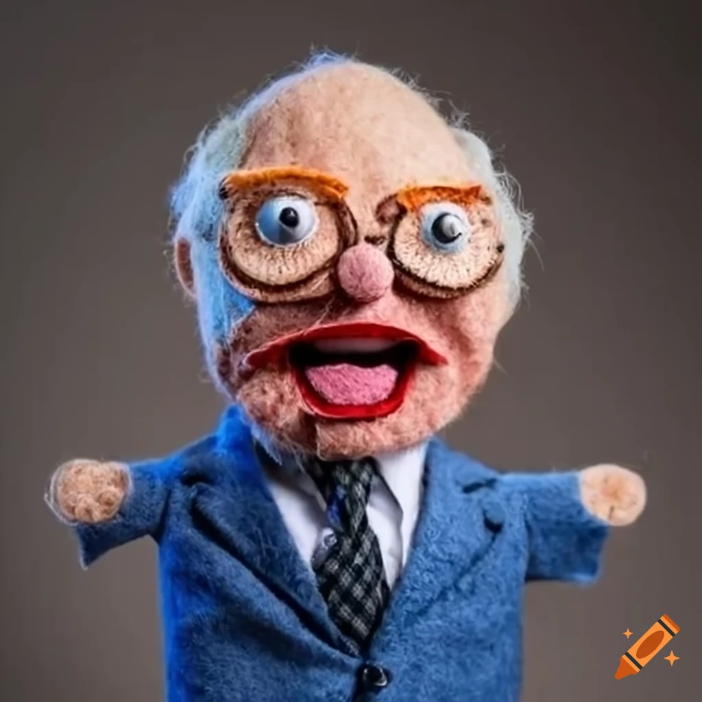 Intricately crafted felt hand puppet of Governor Tim Walz with a crazy ...
