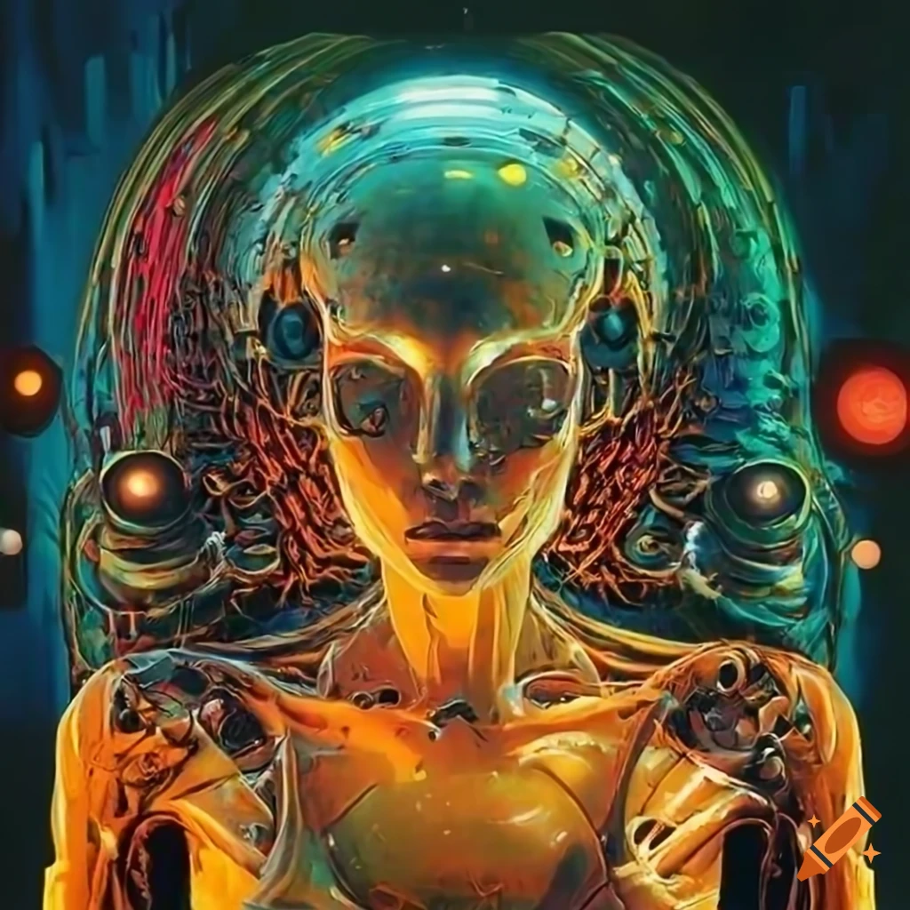 70s sci-fi organic machine art by Akira Toryiama on Craiyon