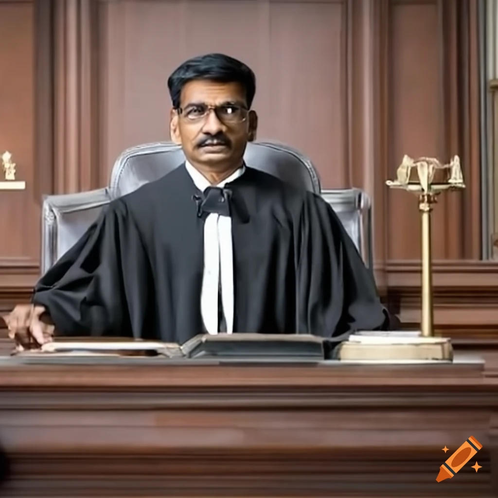 Indian male judge in a courtroom setting on Craiyon