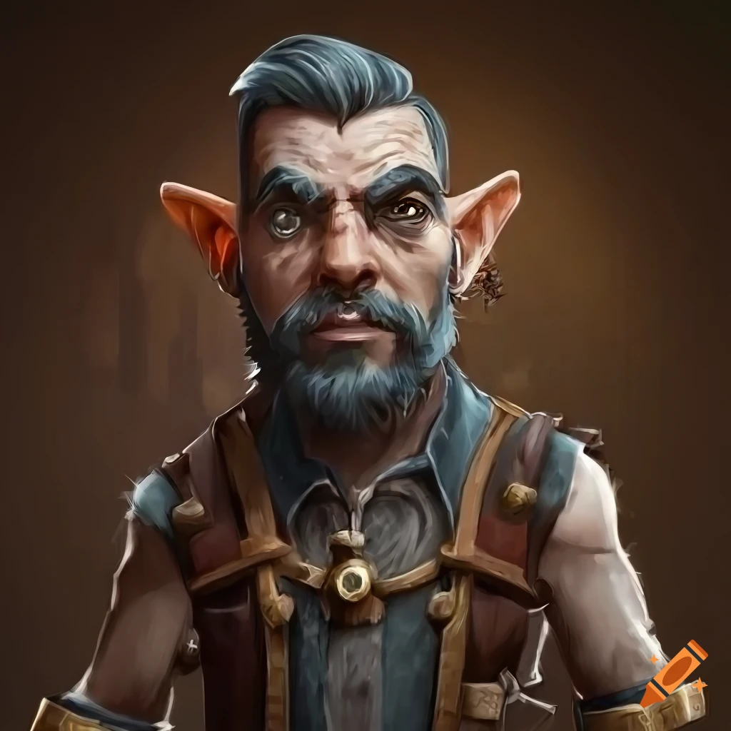 Portrait Of A Young Male Rock Gnome Artificer In A Cave Setting On Craiyon