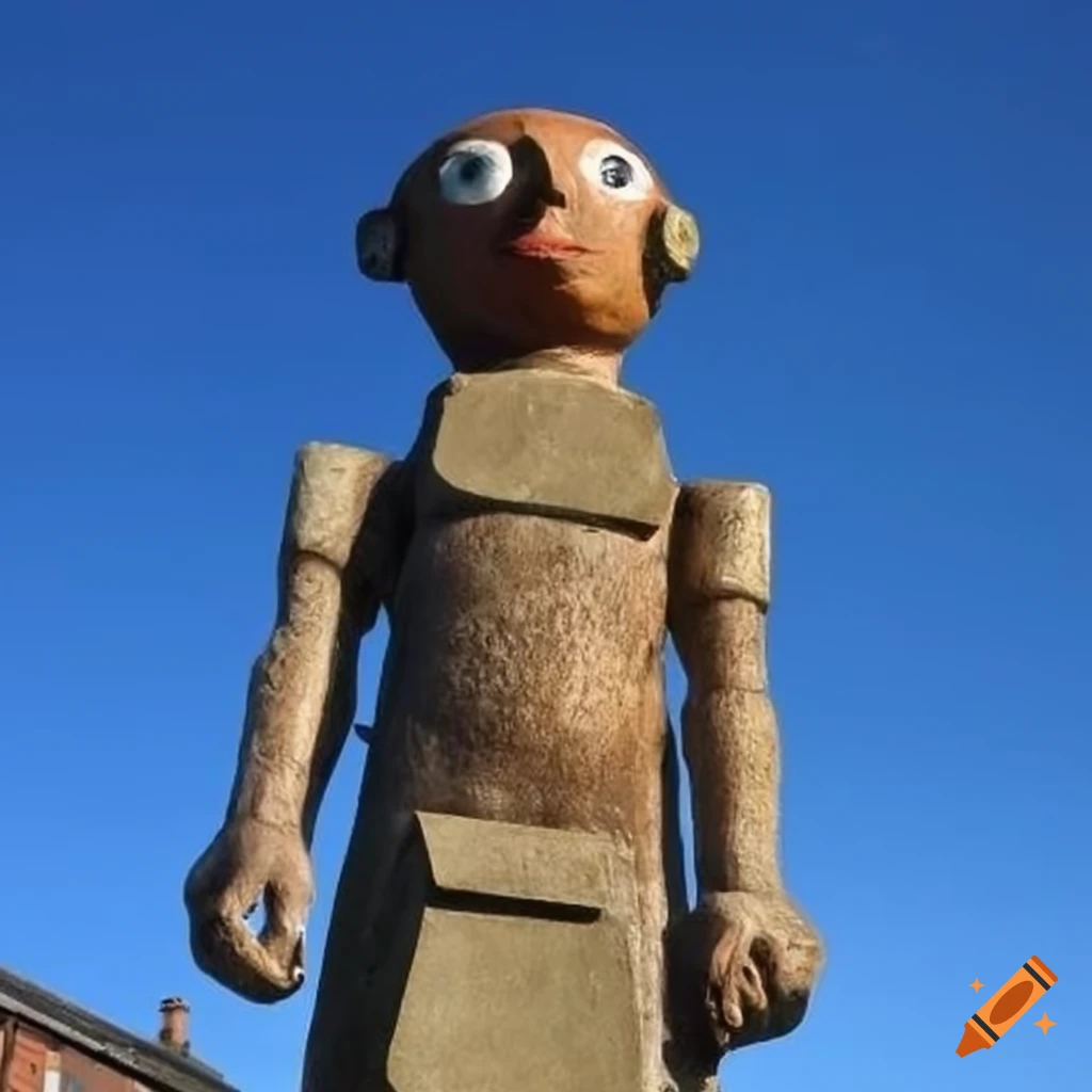 Artistic fusion of Frank Sidebottom's face on the Coatlicue statue on ...