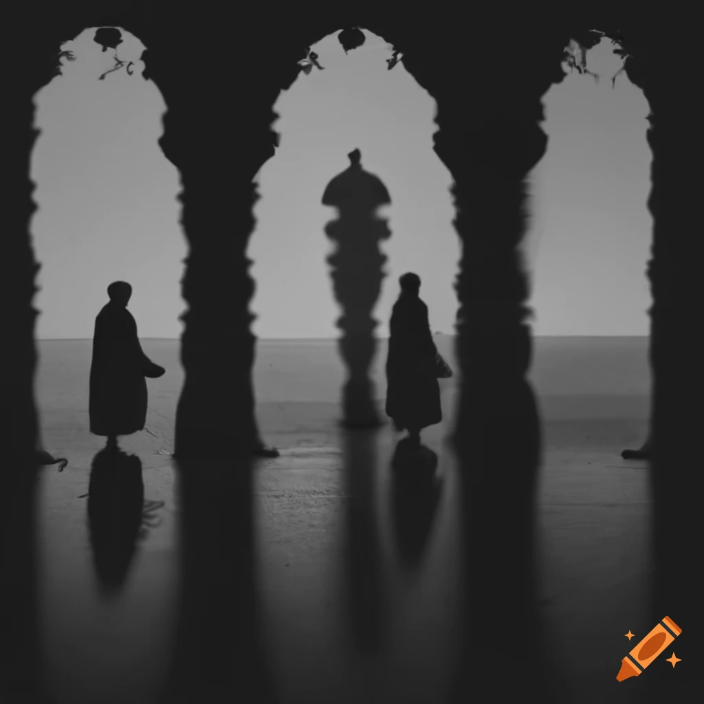 Four individuals in shadows on Craiyon