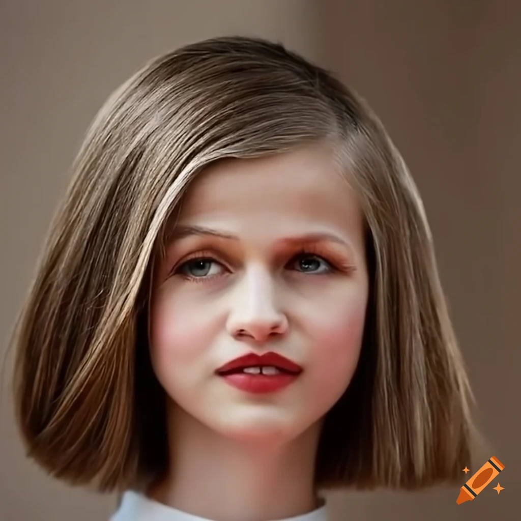 Close-up of princess leonor's stylish short pixie haircut on Craiyon