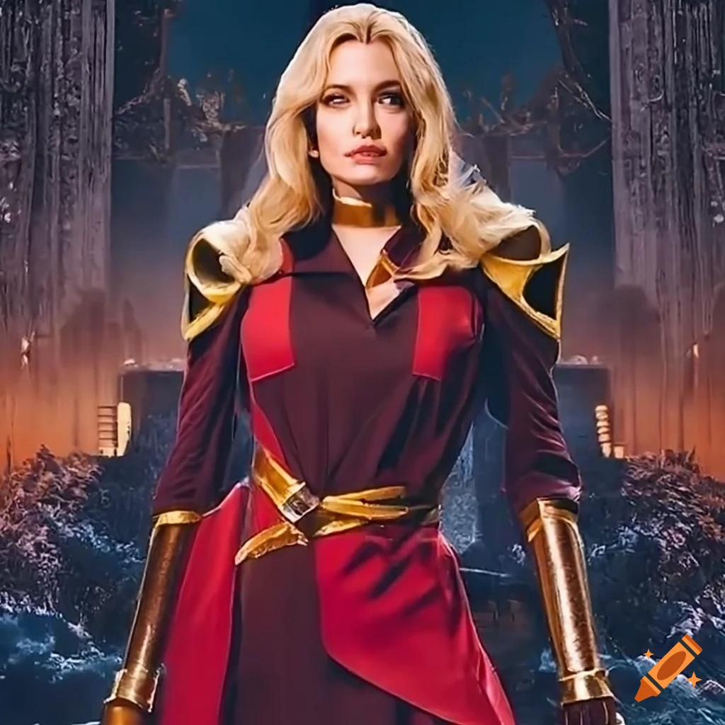 Angelina Jolie cosplaying in a Castlevania movie scene on Craiyon