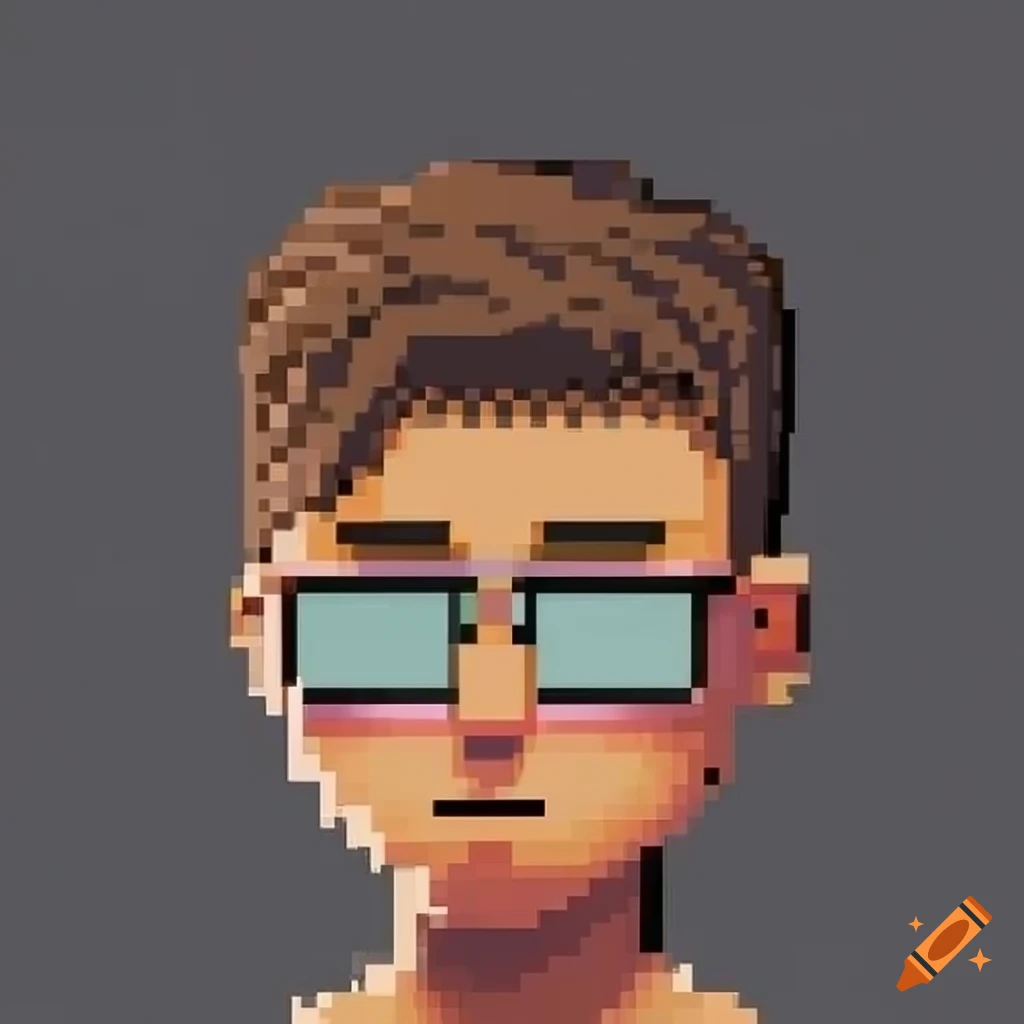 Avatar with 8-bit style of light skinned male with glasses and wavy ...