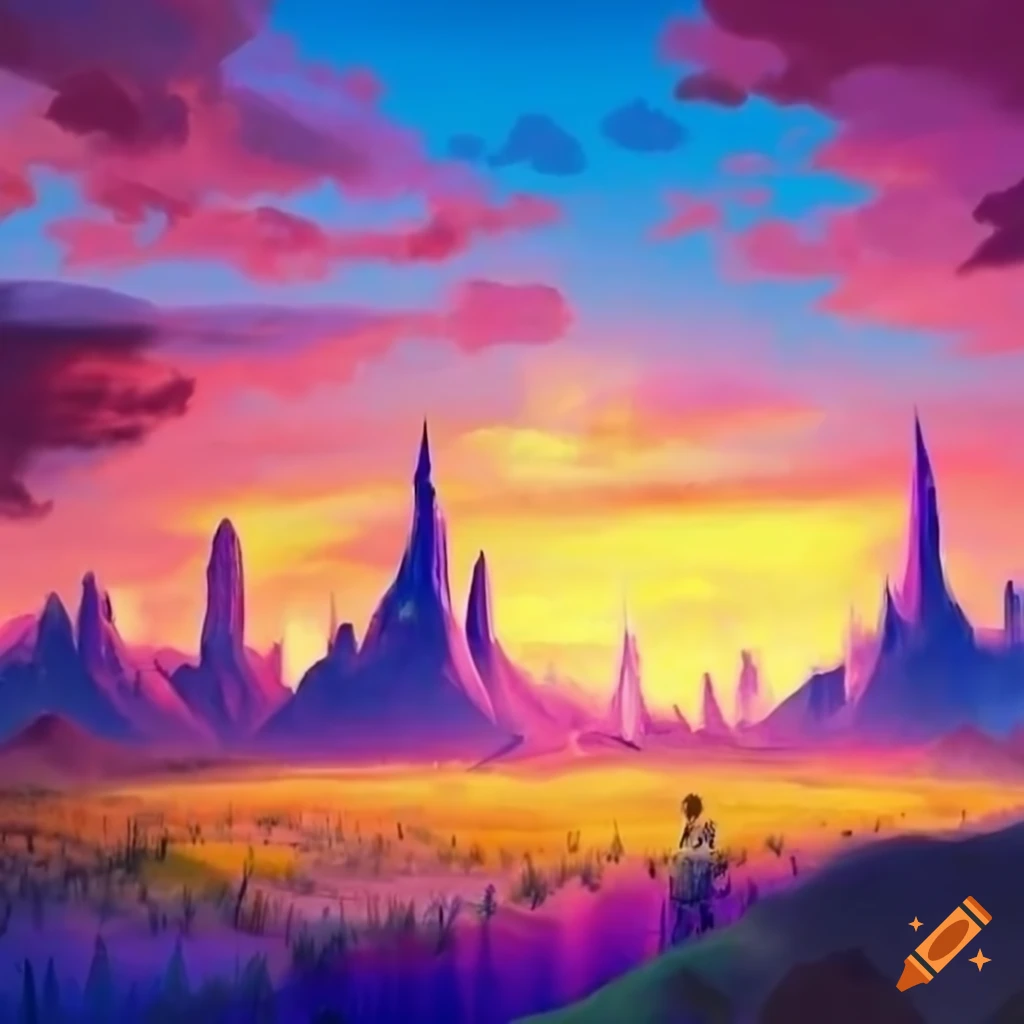 Western disney-inspired colorful sky landscape on Craiyon