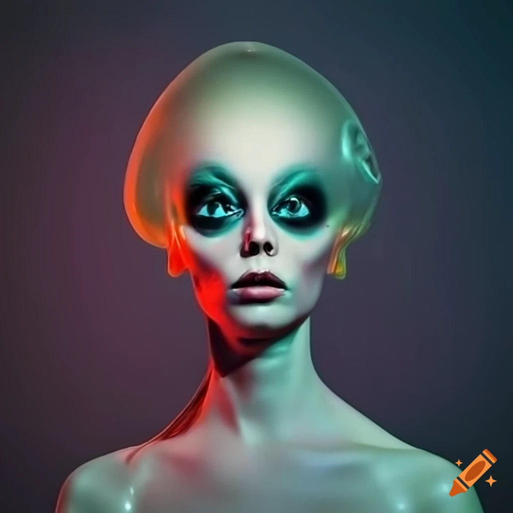 Surrealist aliens in an asymetric organic spaceship with strange ...