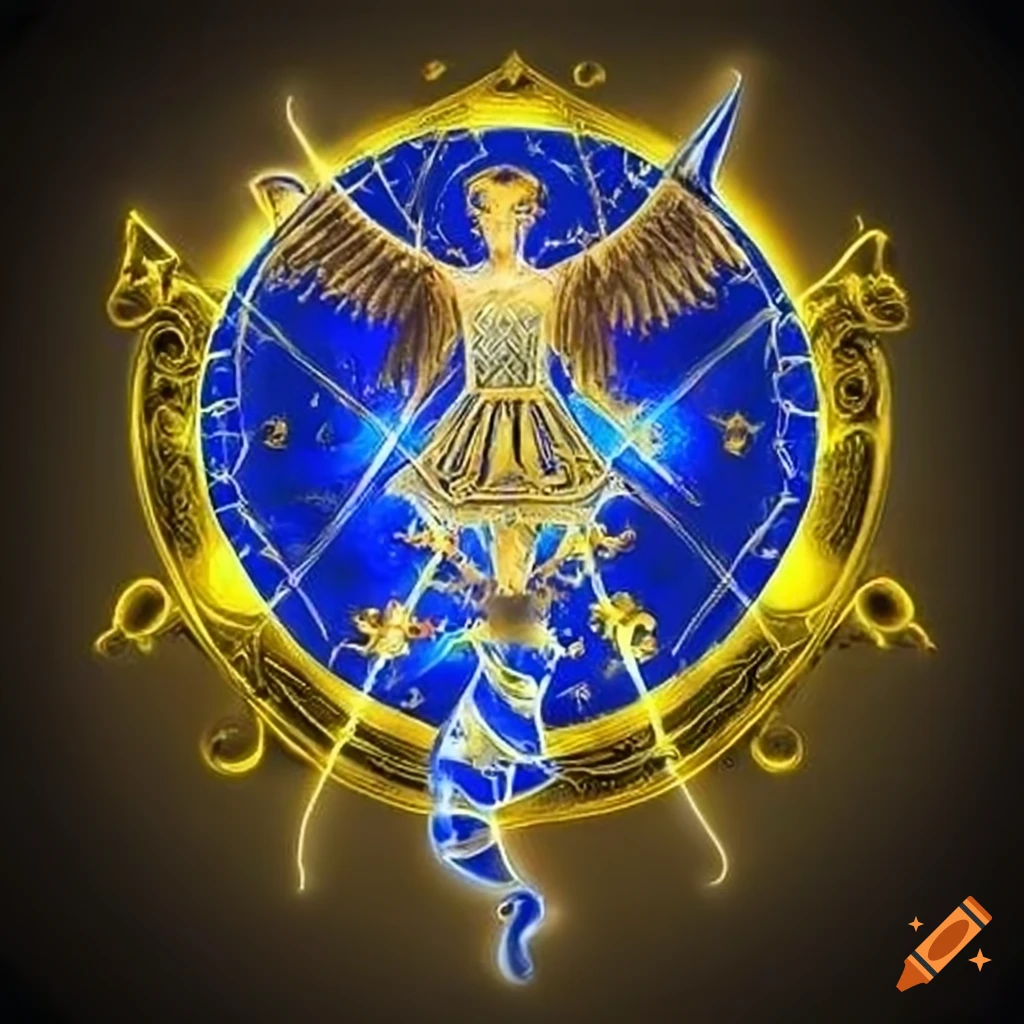 Sigil for invoking angel Michael with blue, white, and yellow colors ...