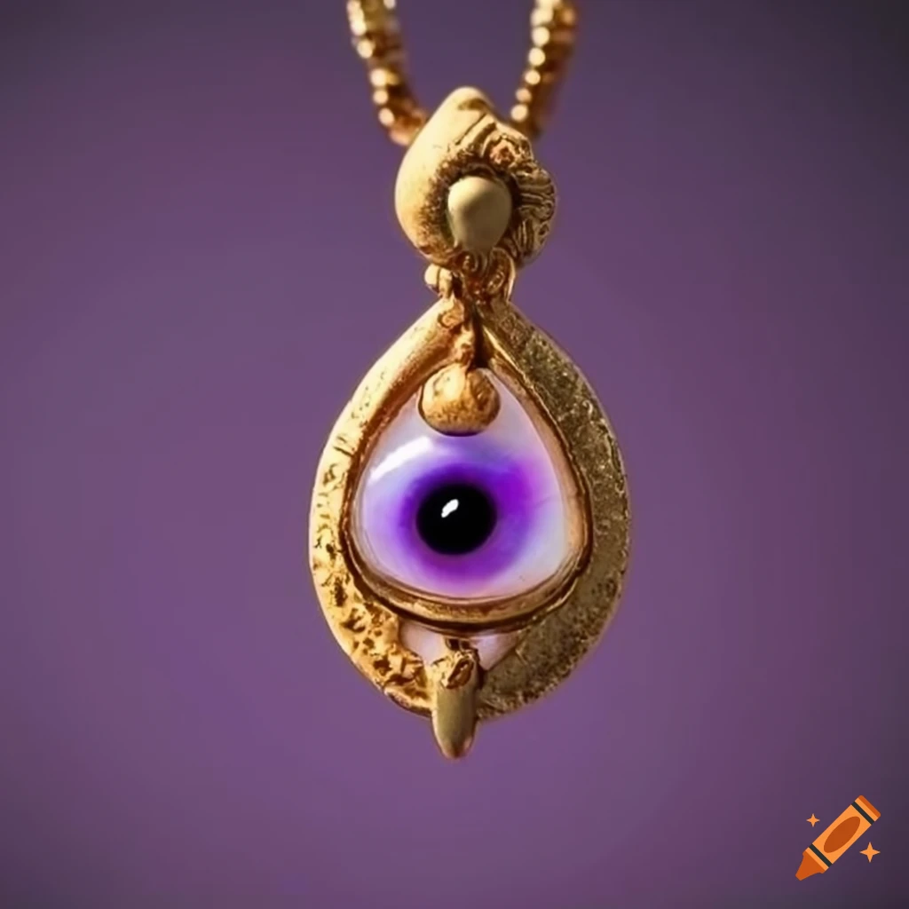 Beautiful amulet with a violet eye and enamel on Craiyon