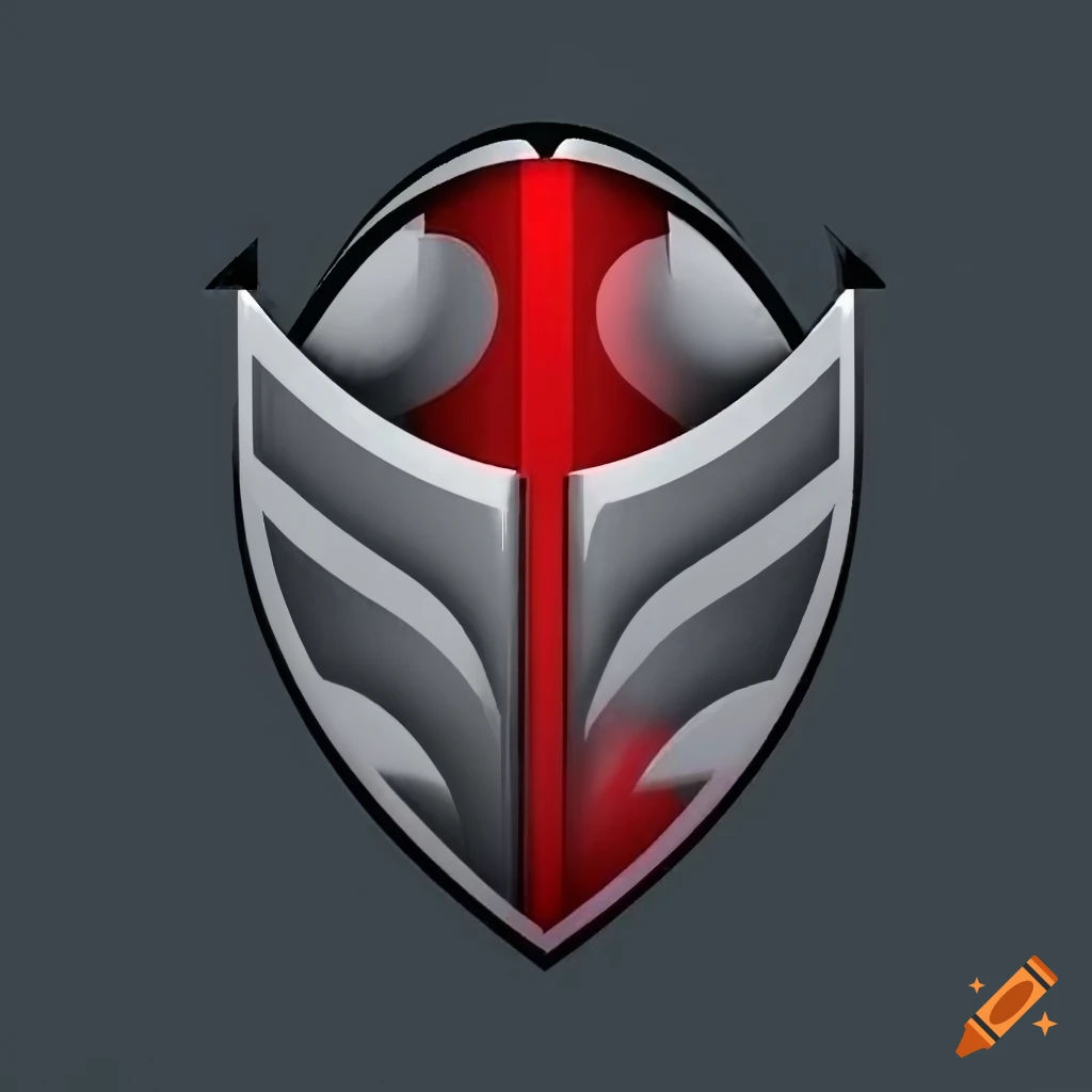 Medieval dark shield corporate logo for Evil Corp in red, gray, white ...