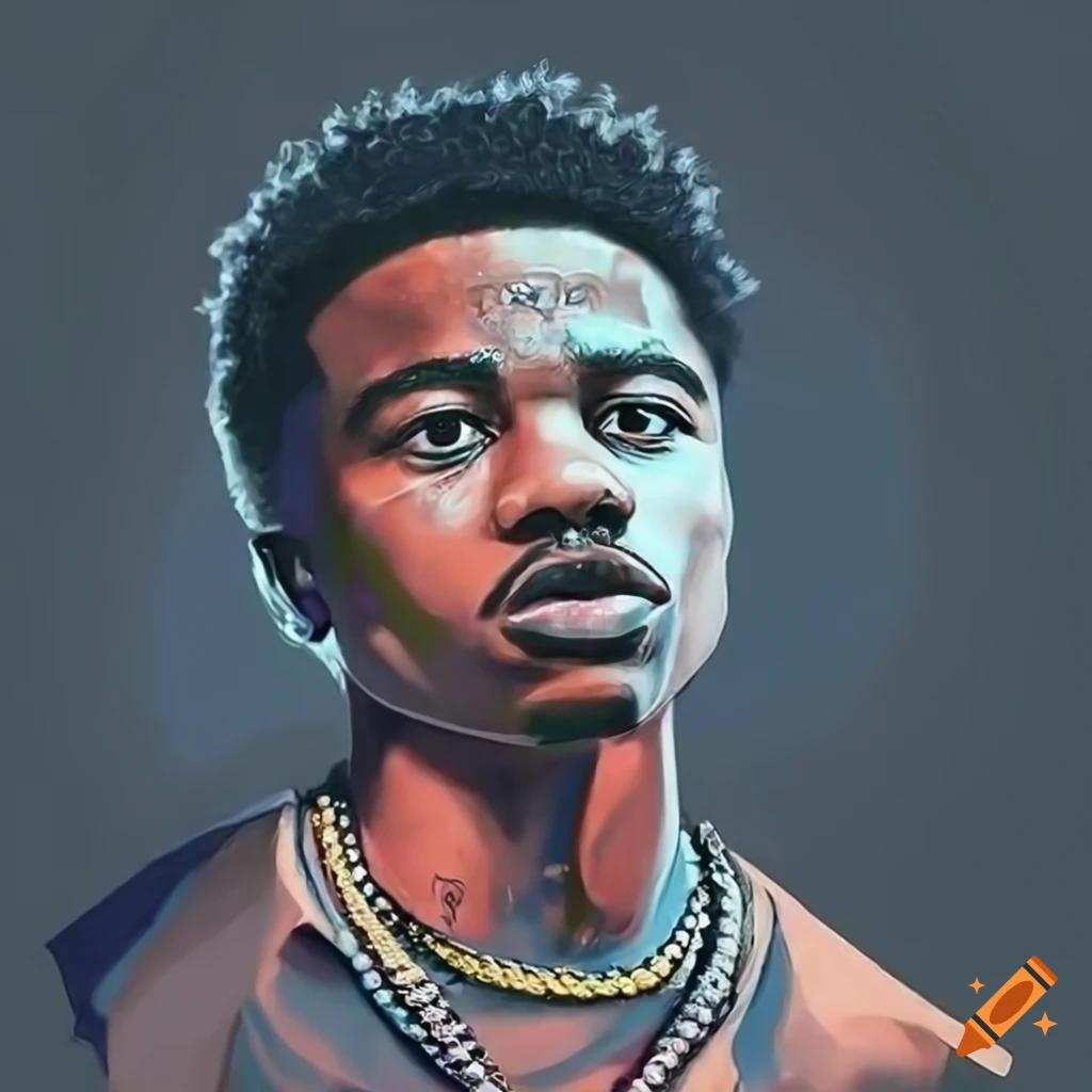 Roddy Ricch in performance attire portrait in a Photo Realistic style ...