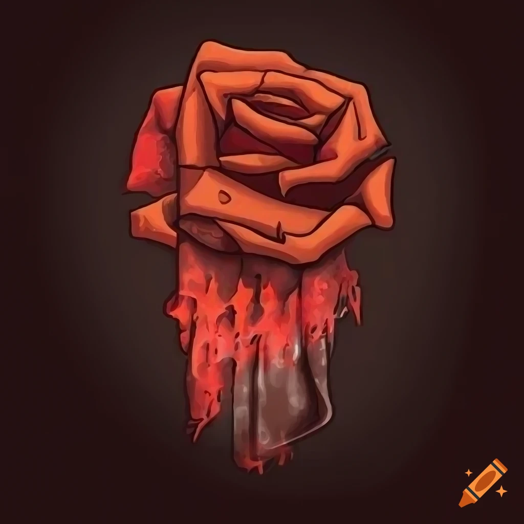 Rose flower icon in a gritty post-apocalyptic style on Craiyon