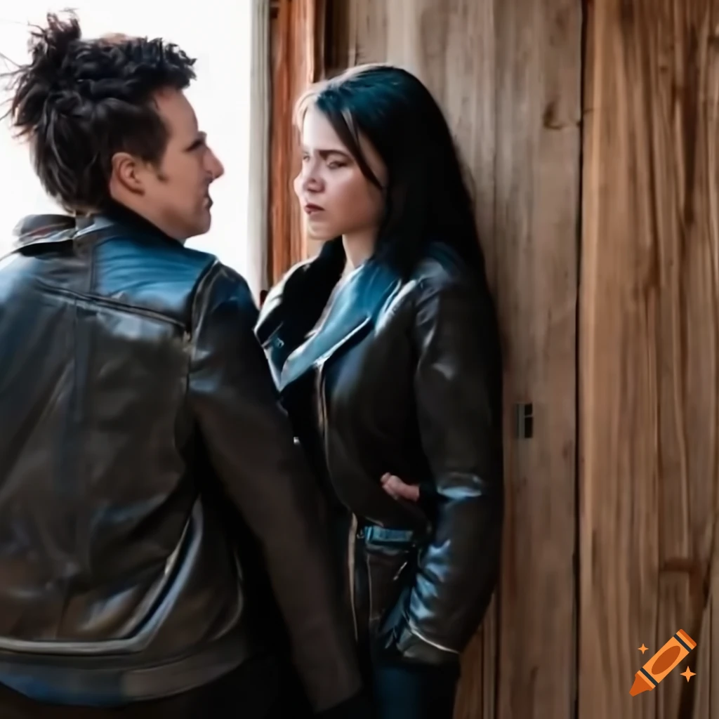 Two punk rocker women standing in a barn doorway on Craiyon