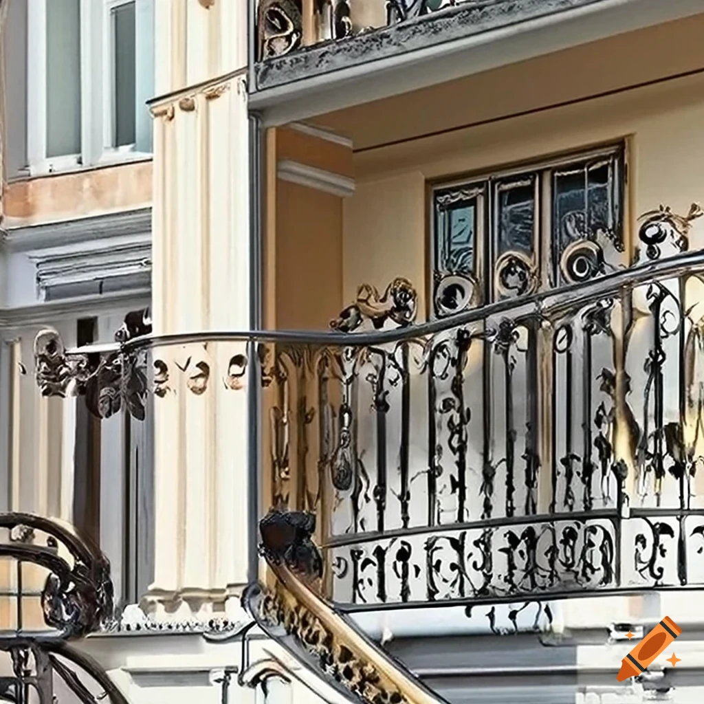 Intricate modern wrought iron terrace railing design with swirls and ...