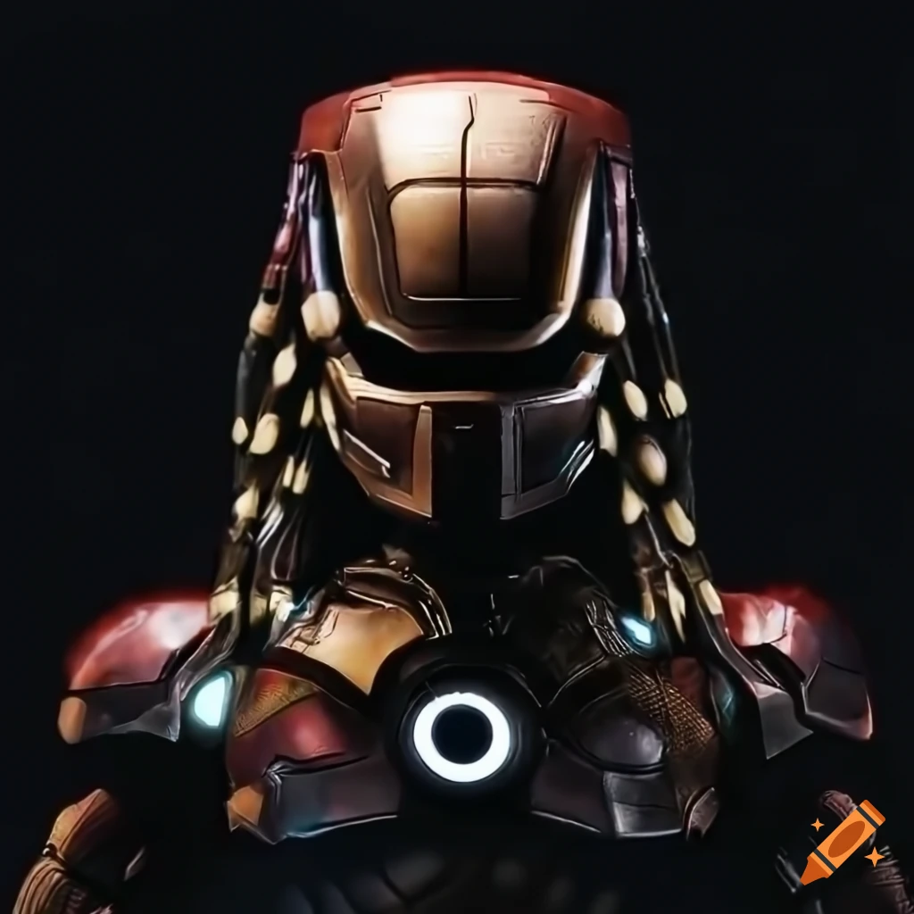 Iron man in predator theme with dynamic lighting and intricate details ...