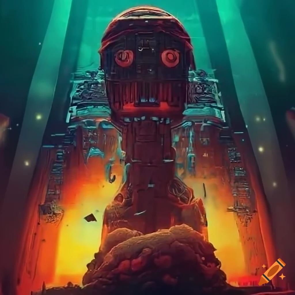 70s sci-fi organic machine art by Akira Toryiama on Craiyon