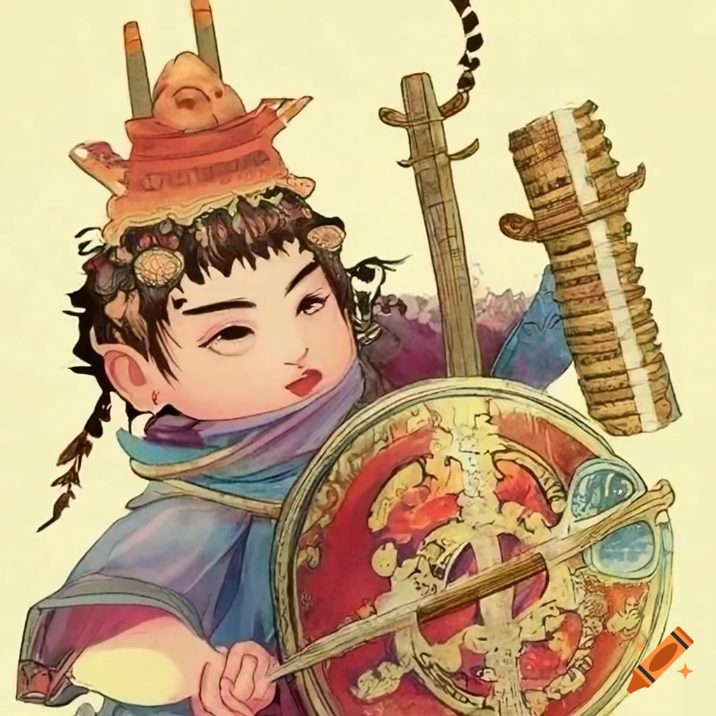 Japanese brave warriors and wizards in children's book illustrations on ...