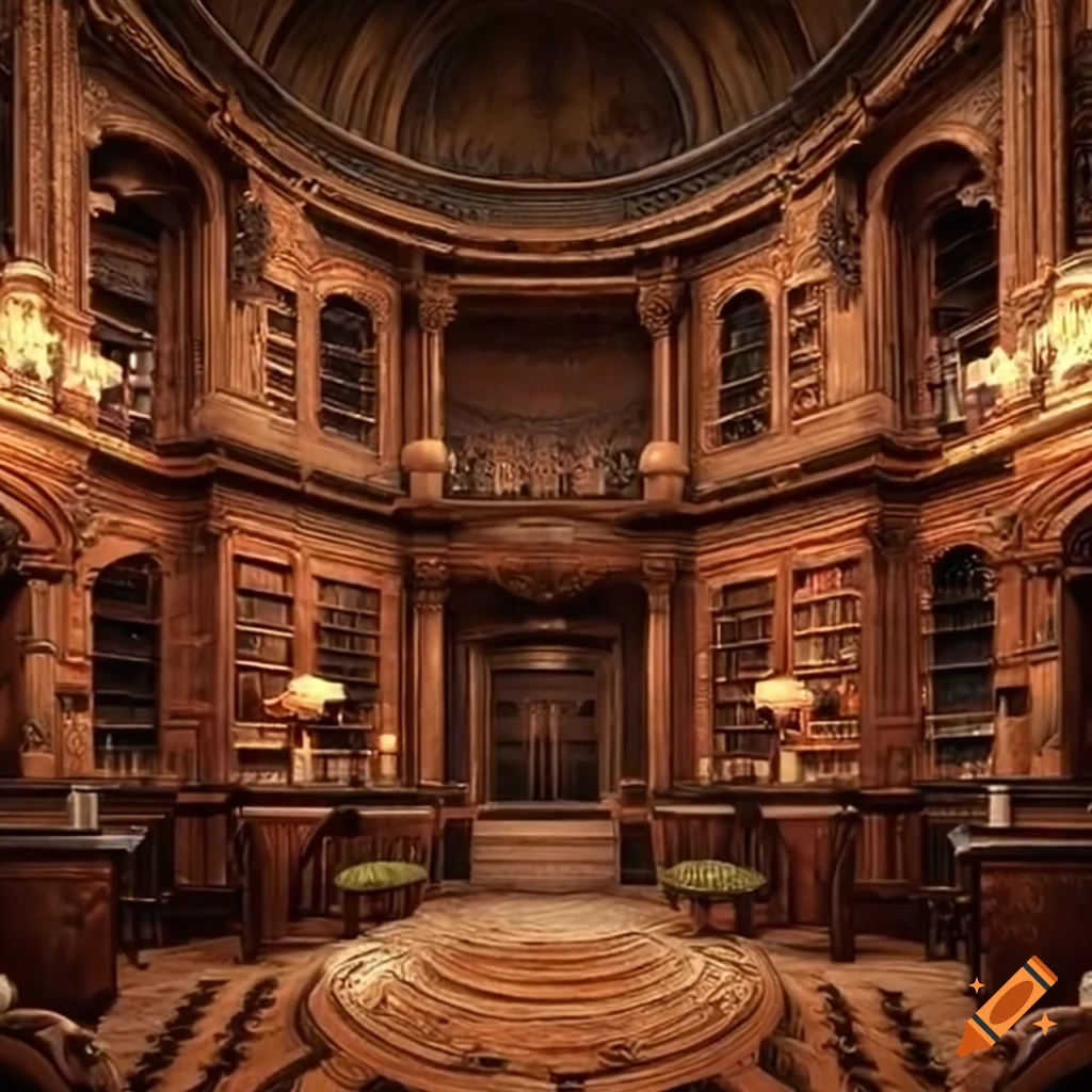 Grand library with a vintage cigar lounge aesthetic on Craiyon