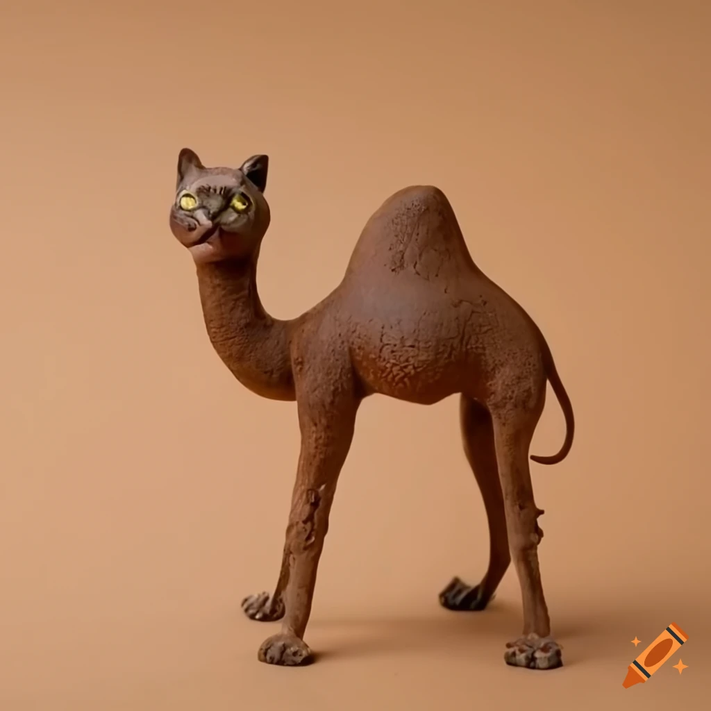 Silly and cute clay sculpture of a camel cat on Craiyon