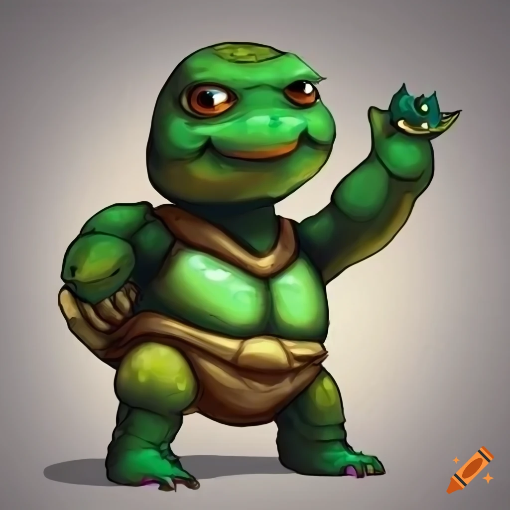 Cute humanoid mutant turtle character on Craiyon