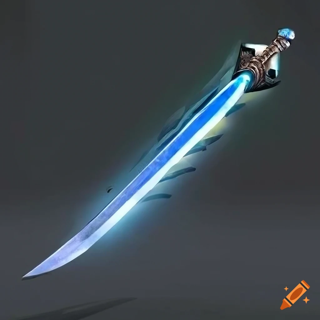 Detailed full-length image of a pulsating sword with a shifting glow on ...