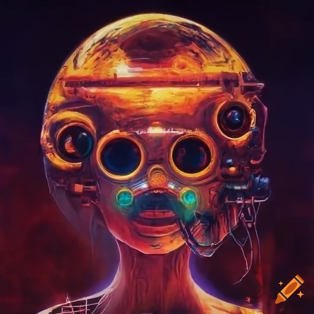 Organic machine art in 70s sci-fi style by Akira Toryiama on Craiyon