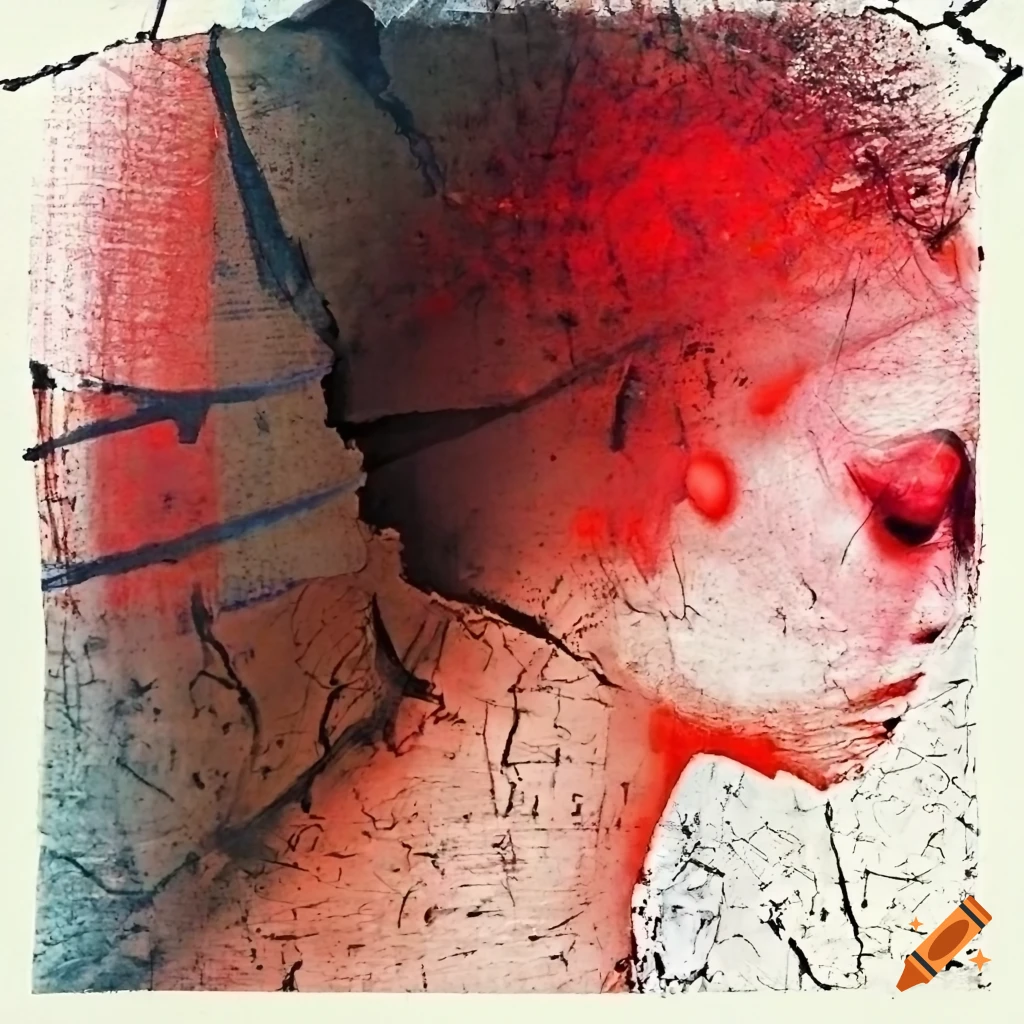 mixed-media-art-featuring-abstract-model-with-red-eye-benday-dots-and